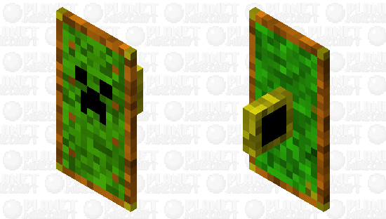 Orange-Golden-Green Creeper Shield Minecraft Mob Skin