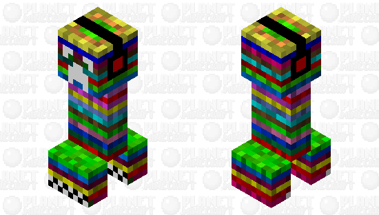 Colorful Creeper with Headphones Minecraft Mob Skin