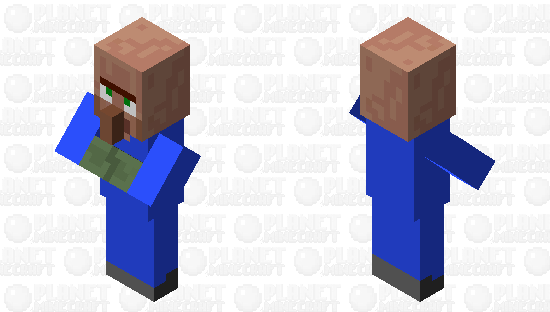 Villager but wearing blue clothes and a green gloves Minecraft Mob Skin