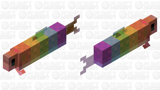 Rainbow Salmon Minecraft Mob Skin