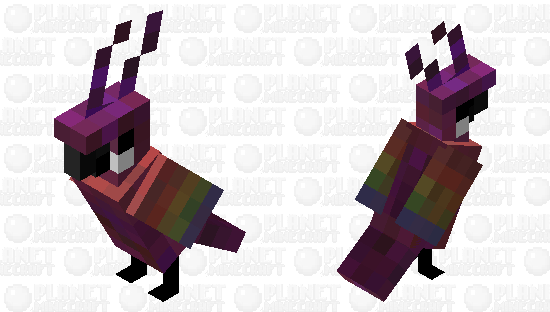 Purple-Rainbow Parrot Minecraft Mob Skin