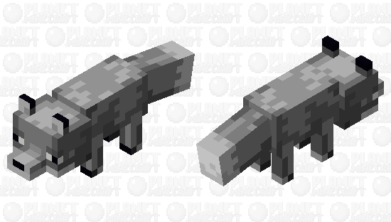 black white fox Minecraft Mob Skin