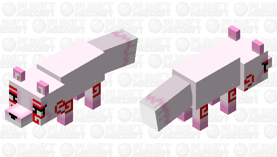 White-pink fox with red swirls Minecraft Mob Skin