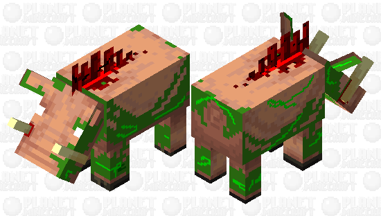 Partialy Infected Zombie Hoglin Minecraft Mob Skin
