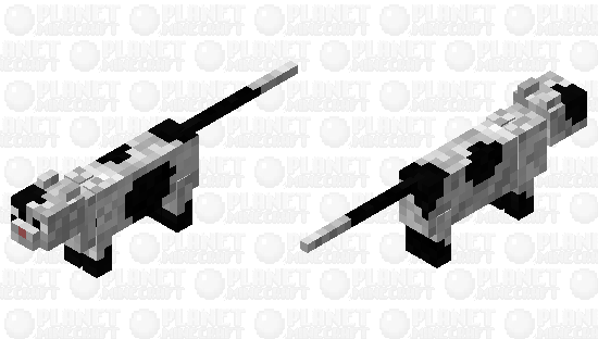 Black Spotted White Cat Minecraft Mob Skin