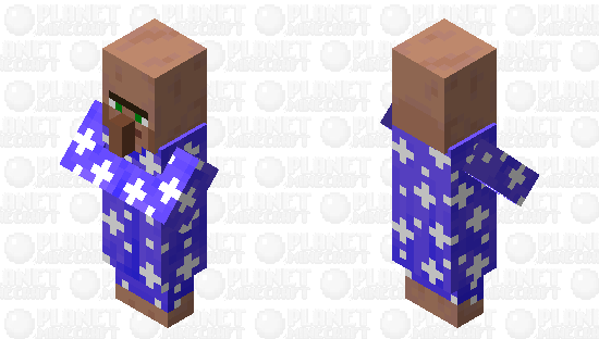 Villager in Blue & White Pajamas Minecraft Mob Skin