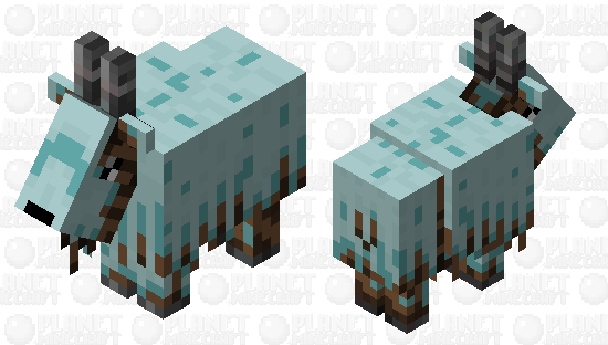 Icy Blue and Brown Goat Minecraft Mob Skin
