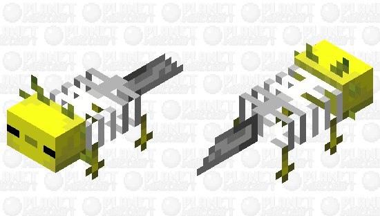 Zombified Yellow/Gold Axolotl Minecraft Mob Skin