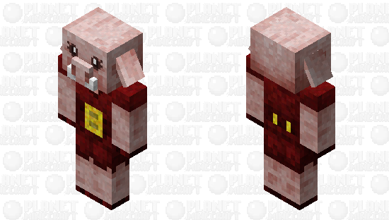 Adorable Big-Eyed Piglin in Red Minecraft Mob Skin