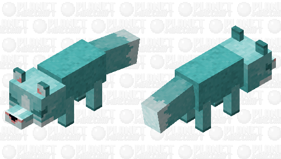 Sea Teal Purple-Eyed Sleeping Snow Fox Minecraft Mob Skin