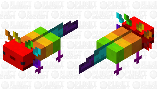 Rainbow Axolotl Minecraft Mob Skin