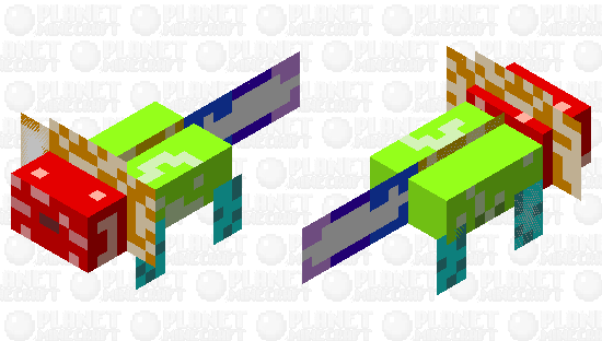 Rainbow Axolotl Minecraft Mob Skin