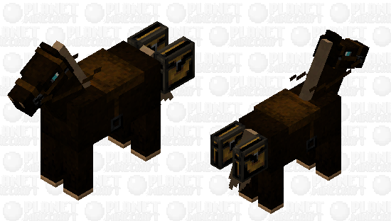 Deep Dark Brown Horse with Blue Eyes Minecraft Mob Skin