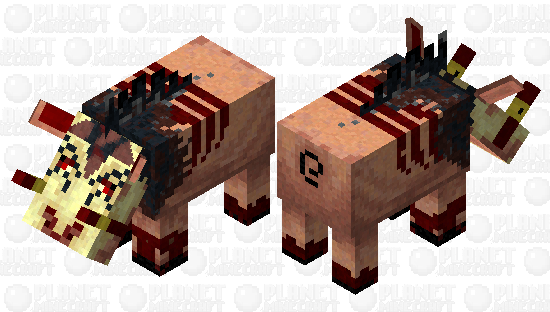 Red Battle Hoglin Minecraft Mob Skin