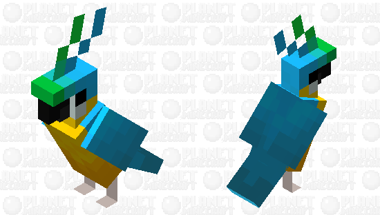 Standard Yellow Blue Parrot in 2x Resolution - Base Minecraft Mob Skin