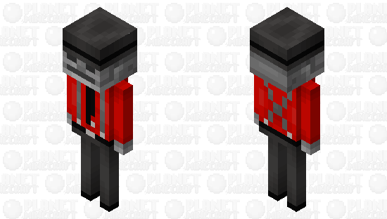 Skeleton in Red and Gray Suit Minecraft Mob Skin