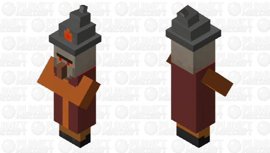 fire Wizard as Witch Minecraft Mob Skin
