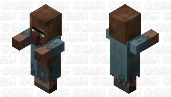 (Programmer Art) Cured Zombie Villager Blue Robed Minecraft Mob Skin