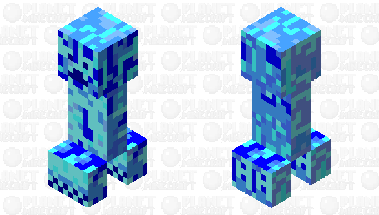 Icy Wavey Blue Creeper Named HDMI64.3 Minecraft Mob Skin