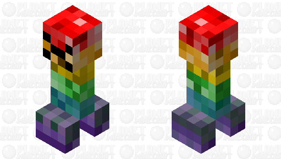 8 Bit Rainbow Creeper Minecraft Mob Skin