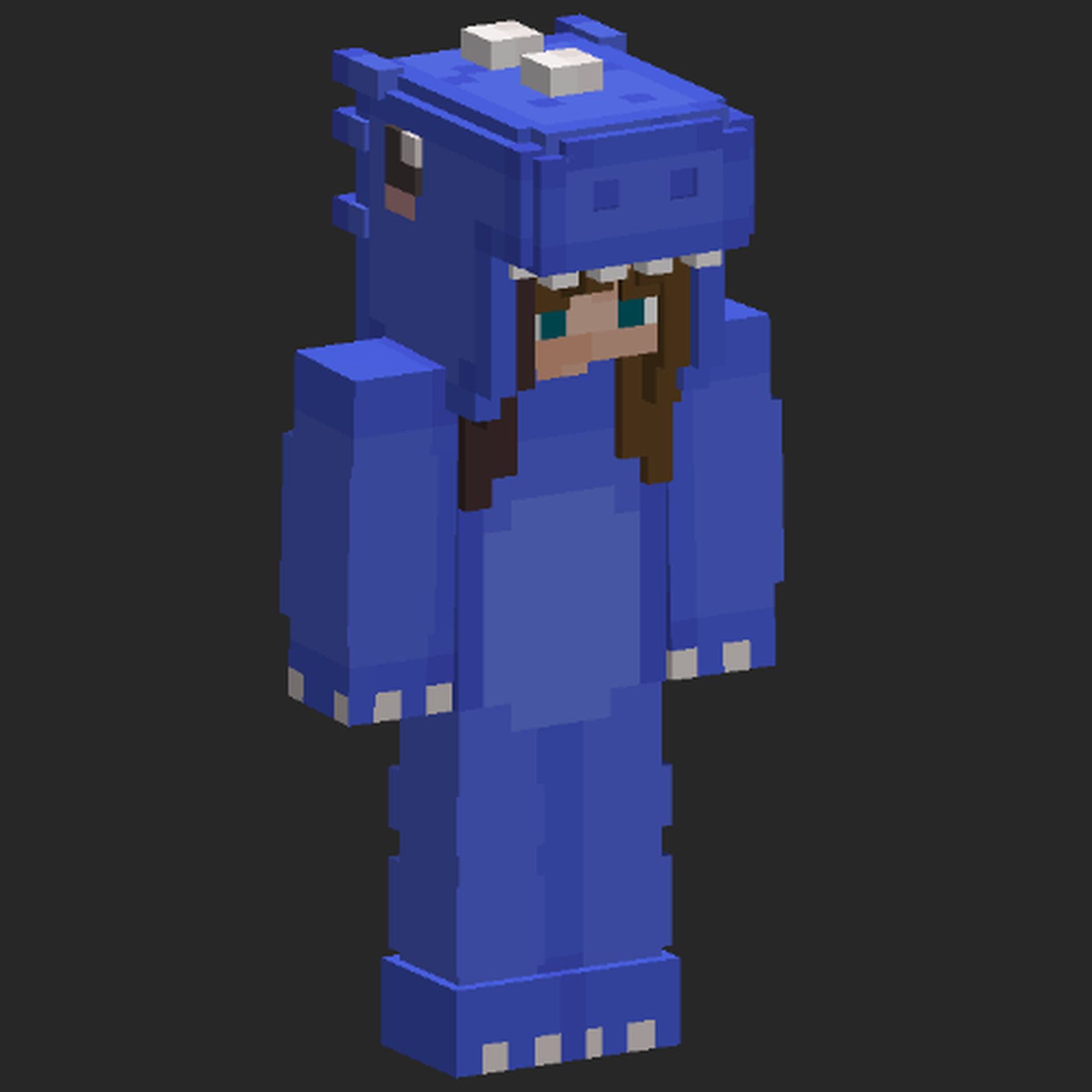 Blue Dino Girl Skin 3D skin for the Figura Mod Minecraft Mod