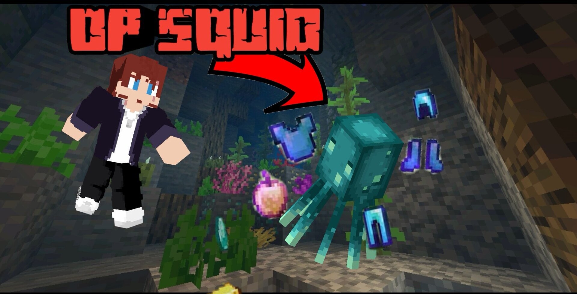 Minecraft But, Glow SQUID drop OP loot Minecraft Mod