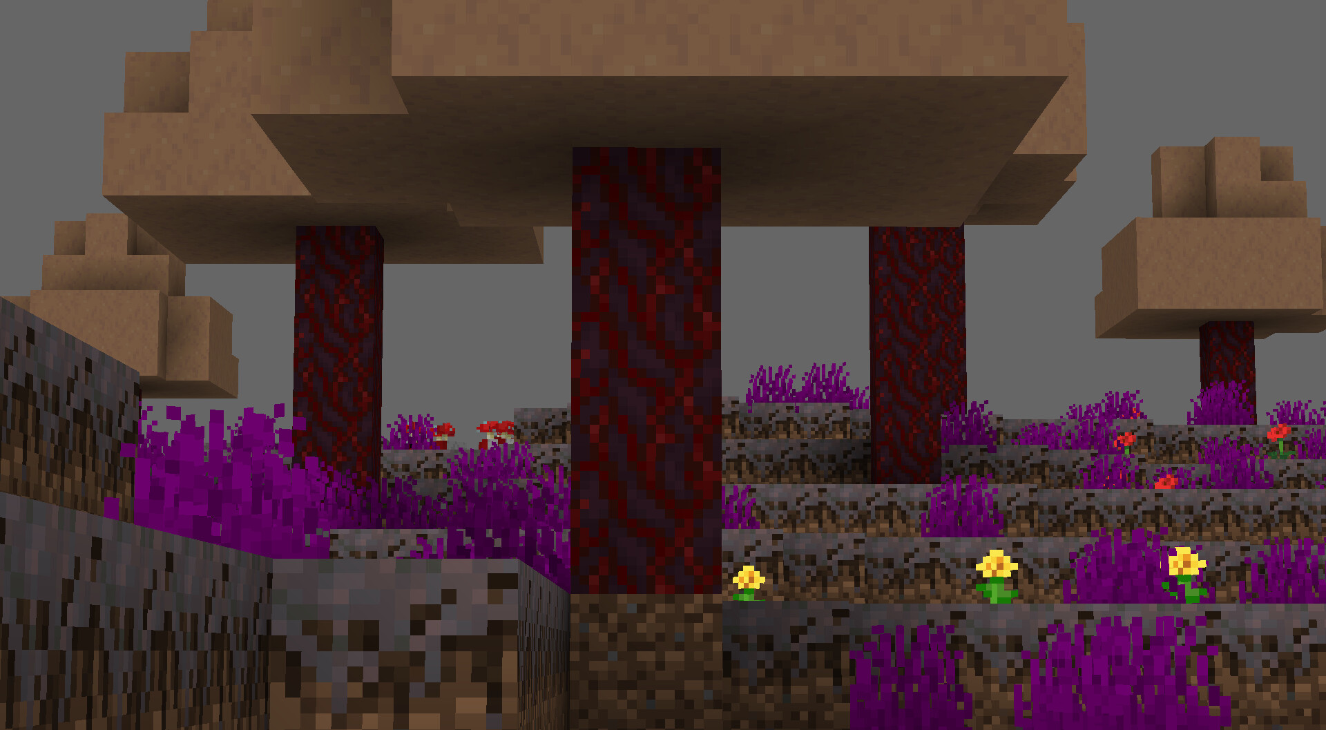 Mushroom stems = Nether fungus stems Minecraft Mod