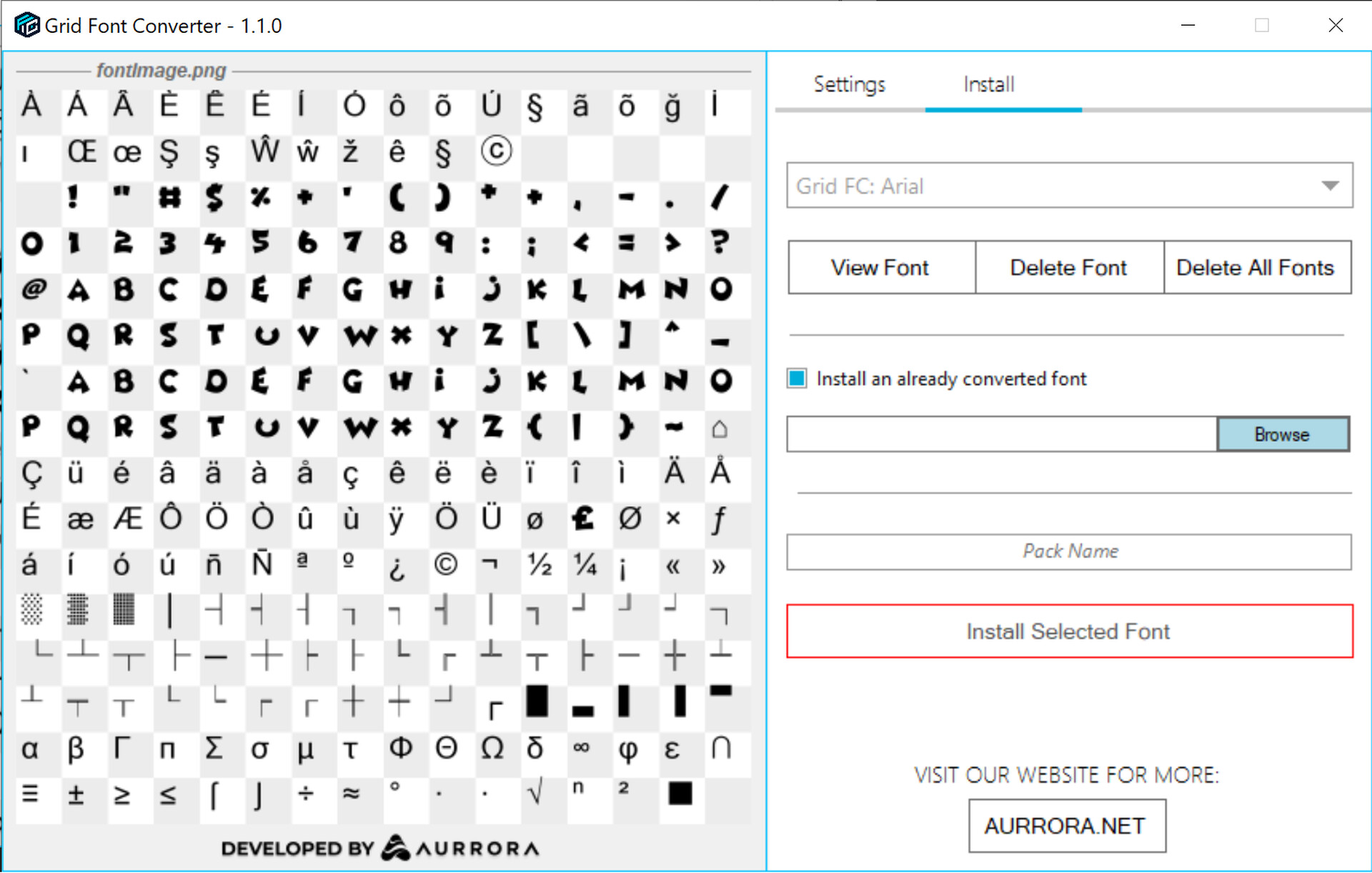 Grid - Bedrock Font Converter/Editor Minecraft Mod