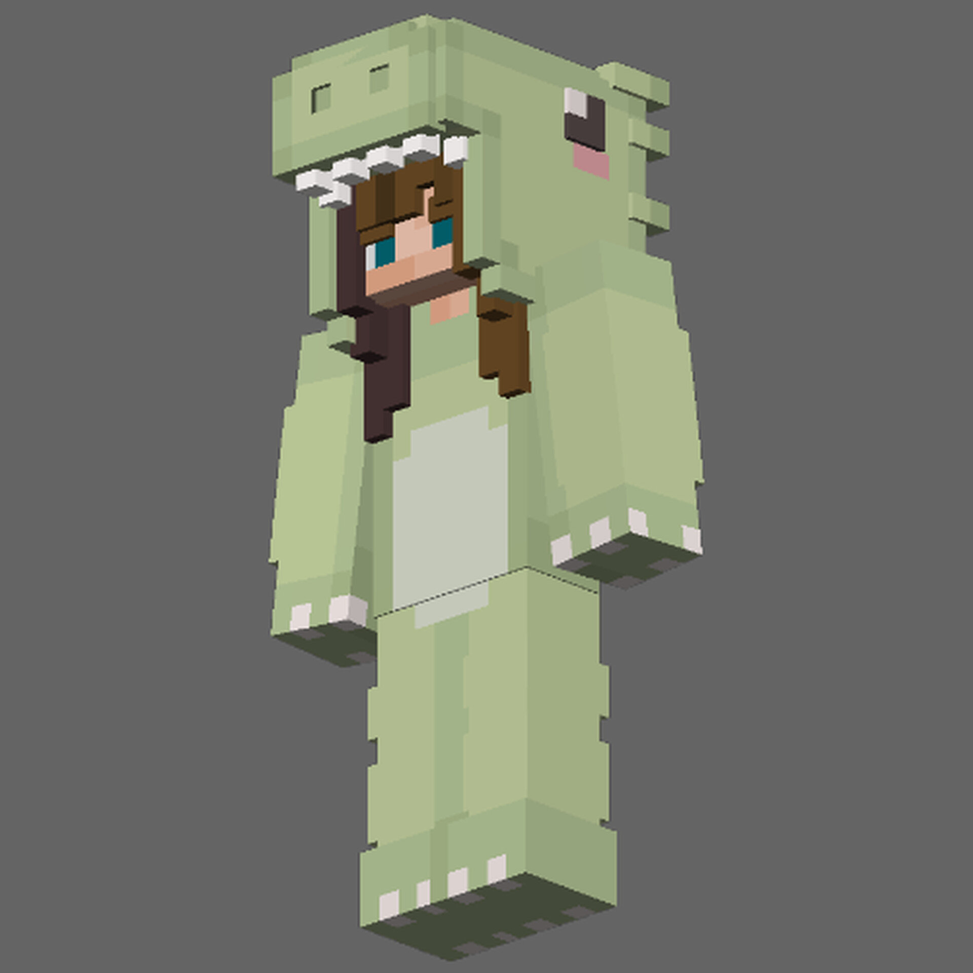 Green Dino Girl Skin 3D skin for the Figura Mod Minecraft Mod