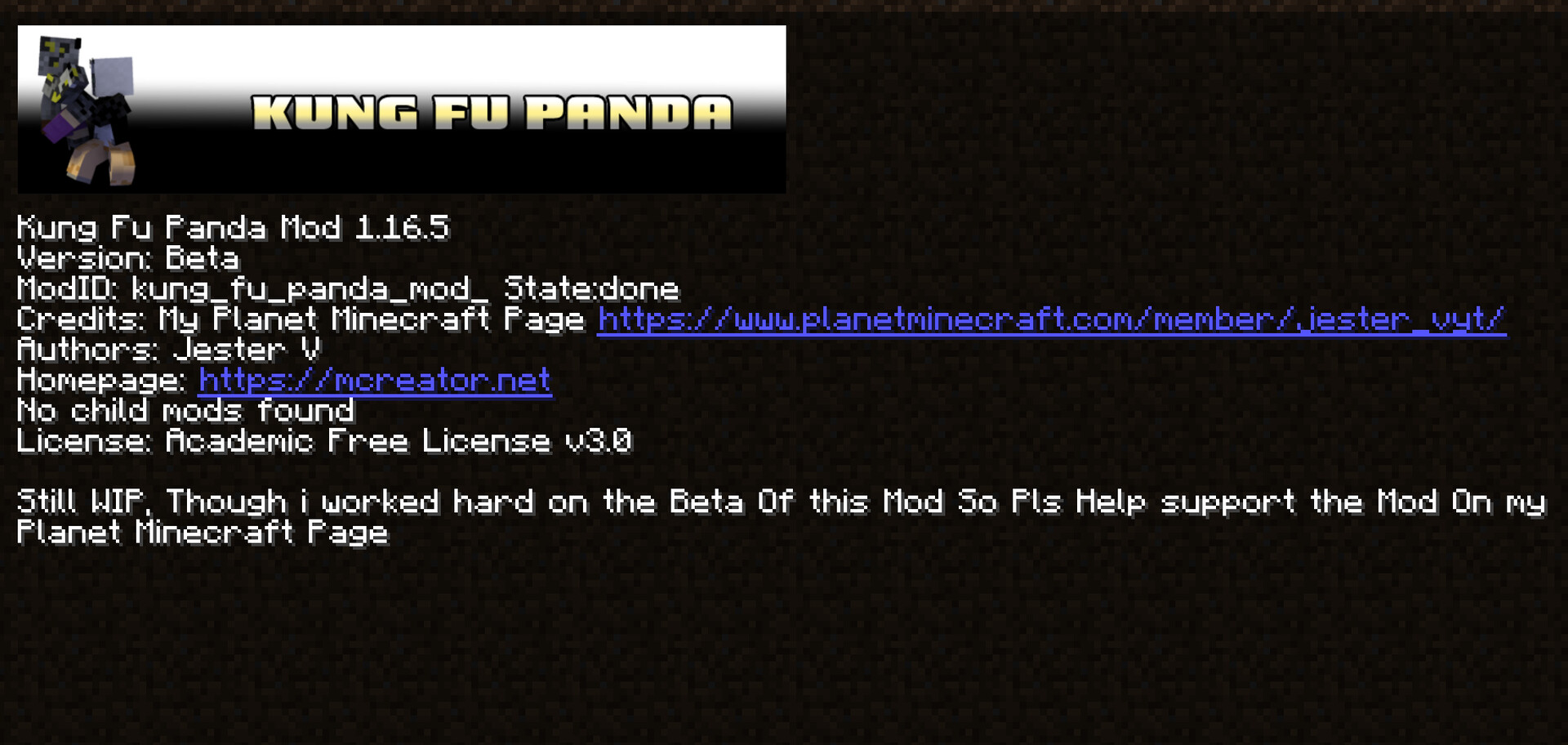 Kung Fu Panda Mod 1.16.5 Minecraft Mod