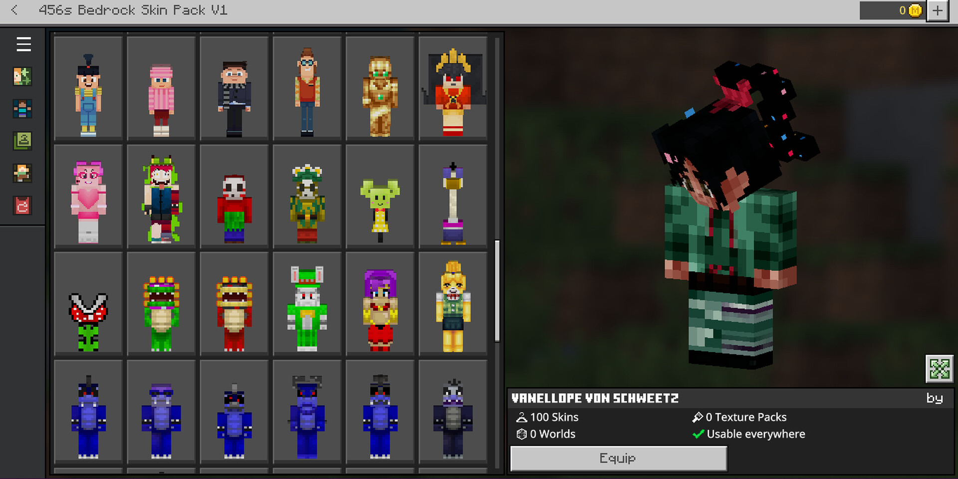 45625w's Bedrock Skin Pack V1.2 Minecraft Mod