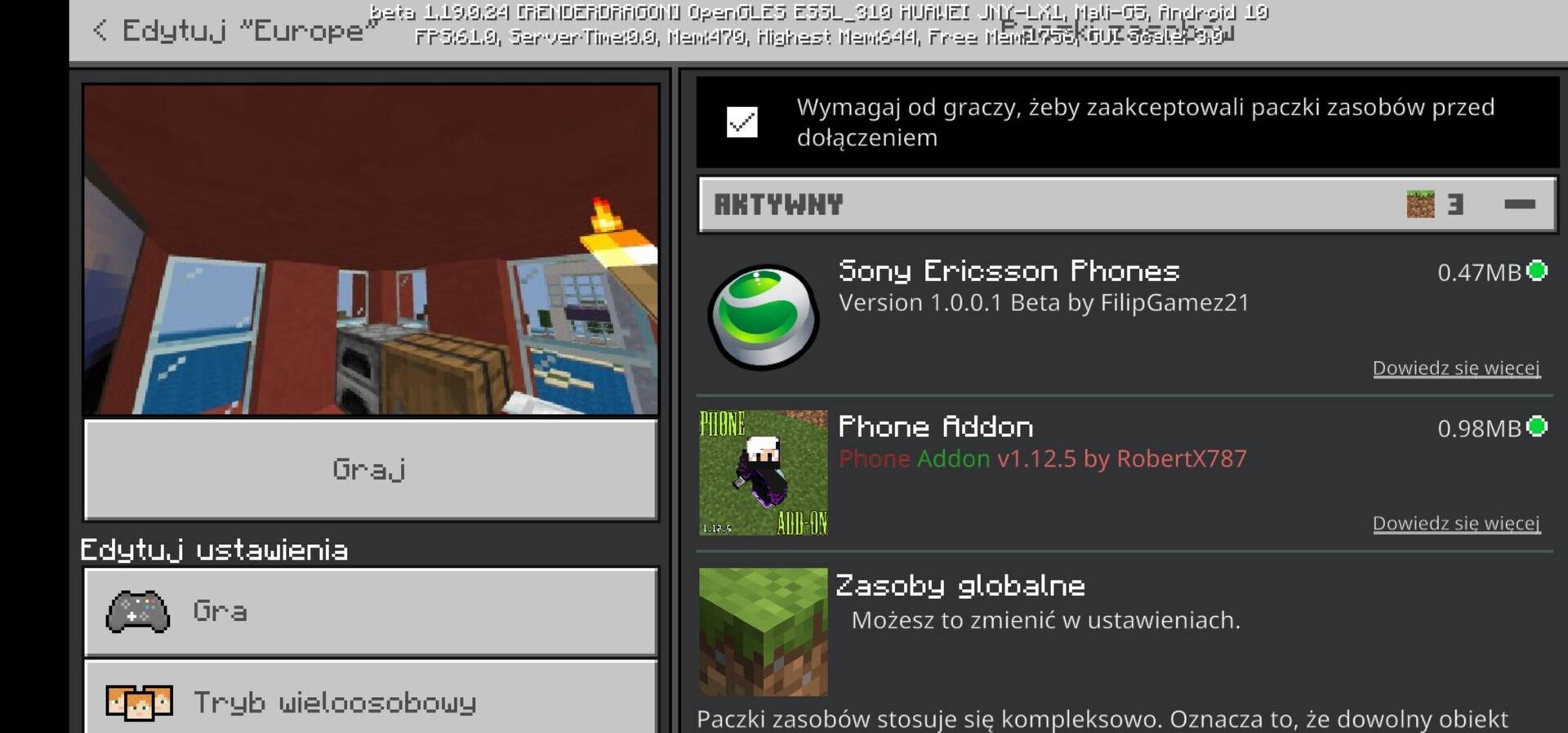 Sony Ericsson Phones (Beta) (Bedrock) Minecraft Mod