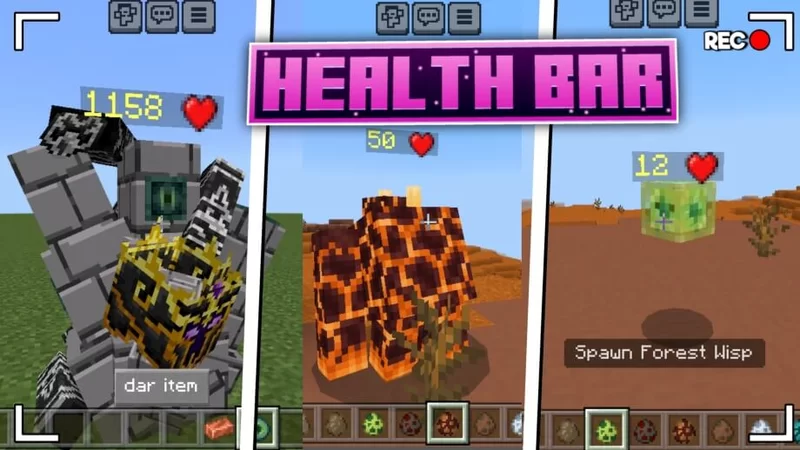 Health Bar 1.21.120 (works with monster addons) Minecraft Mod