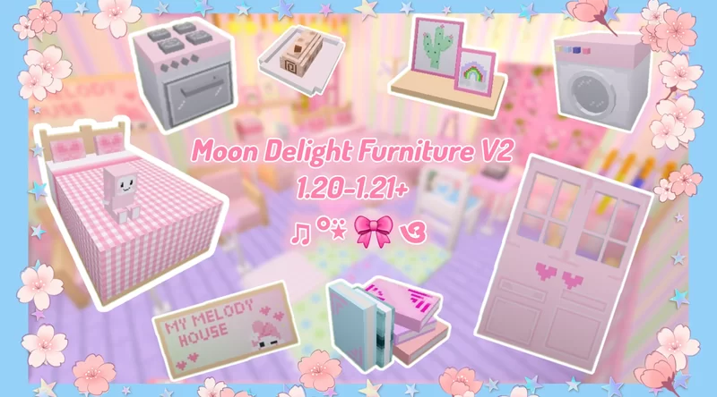 ⋆𐙚｡ Moon Delight Furniture 1.21+ 🍡🛍200+ Pastel Furniture Minecraft Mod