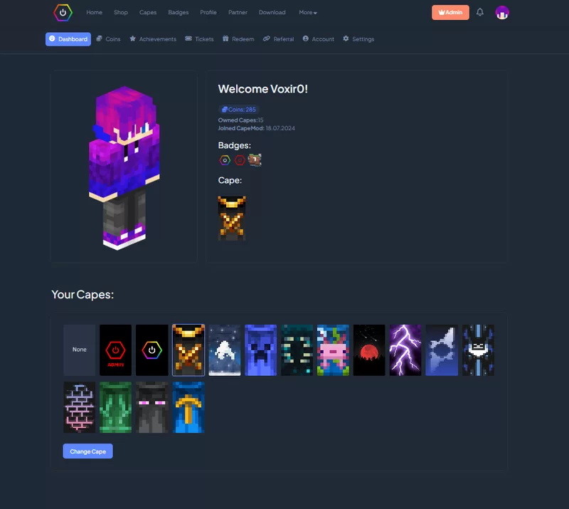 CapeMod Minecraft Mod