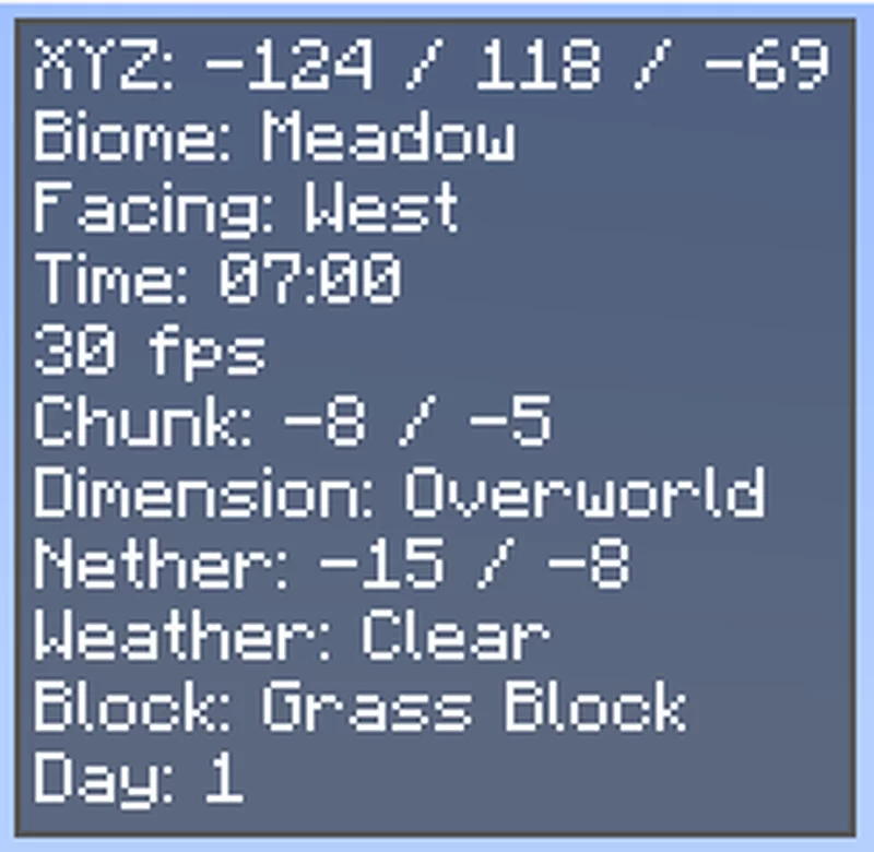 Coordinates Hud Minecraft Mod