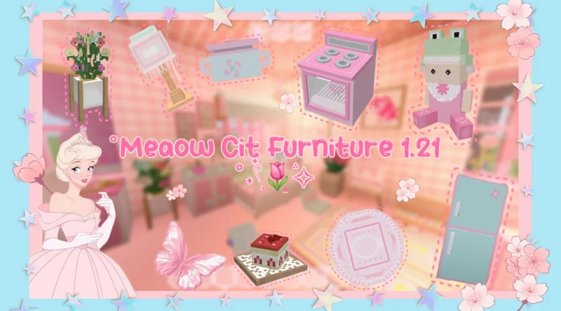 ˚Meaow Cit Furniture 1.21.60+˚˖𓍢ִ໋🌷͙֒ 150+ Kawaii Pastel Furniture Minecraft Bedrock Minecraft Mod