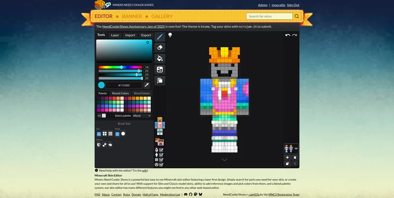 [Tool] Miners Need Cooler Shoes - Skin Editor Minecraft Mod