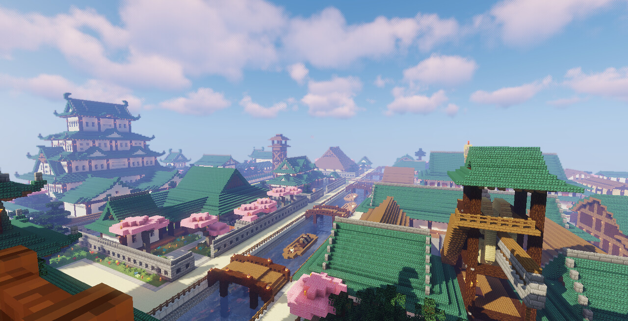 Ogata. Japanese town and castle. Minecraft Map
