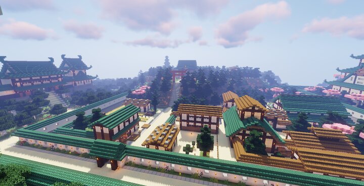 Ogata. Japanese town and castle. Minecraft Map