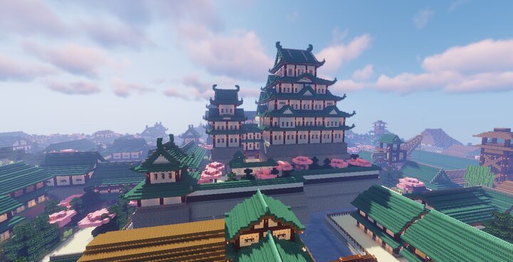 Ogata. Japanese town and castle. Minecraft Map
