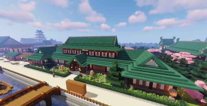 Ogata. Japanese town and castle. Minecraft Map