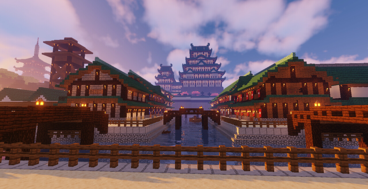 Ogata. Japanese town and castle. Minecraft Map
