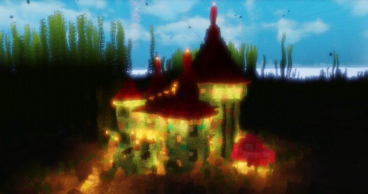 Underwater Medieval Build - Ravine Village & Medival Castle Minecraft Map