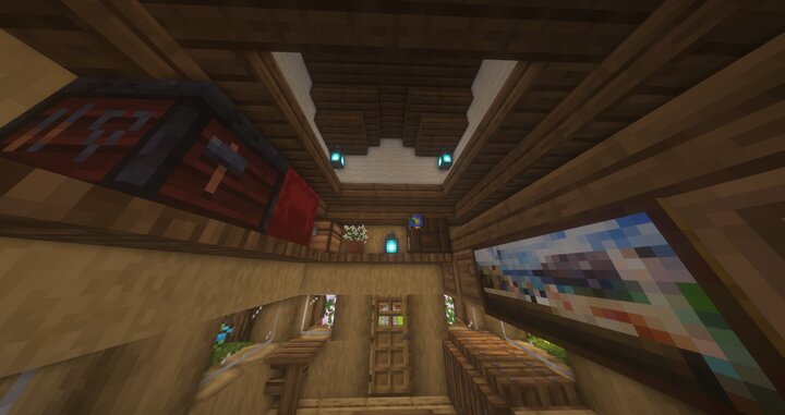 Large Spruce and Oak villager house Minecraft Map