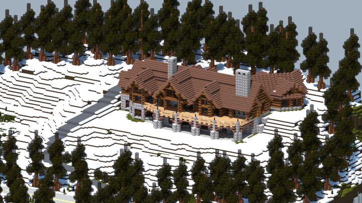 Log Home mansion #2 [With interior, and Download] Minecraft Map