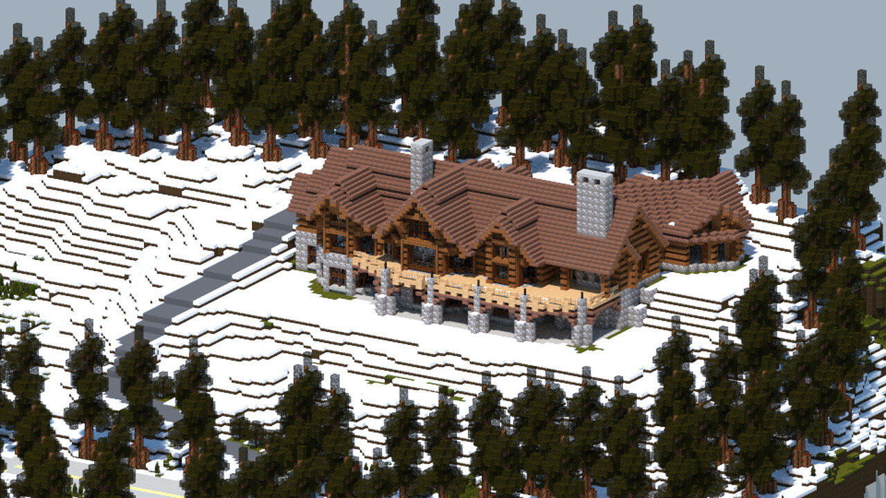 Log Home mansion #2 [With interior, and Download] Minecraft Map