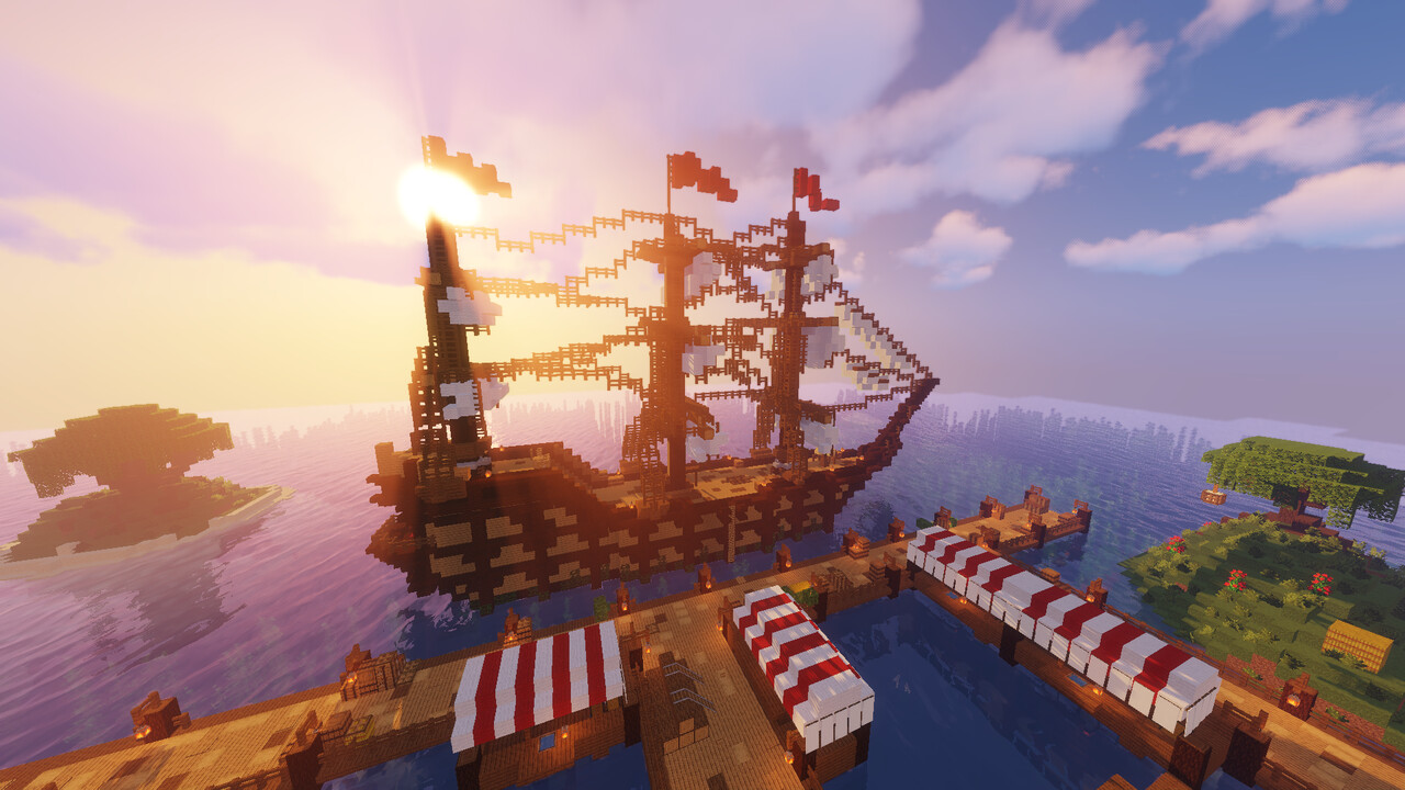 Castle On Moutain (With a Ship, Windmill, Dragon, and Dock) Minecraft Map