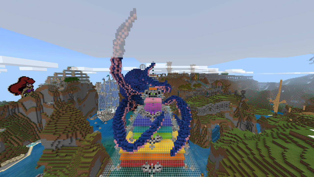 3D Pixel Art - Sea Monster, Kraken, Octopus Minecraft Map