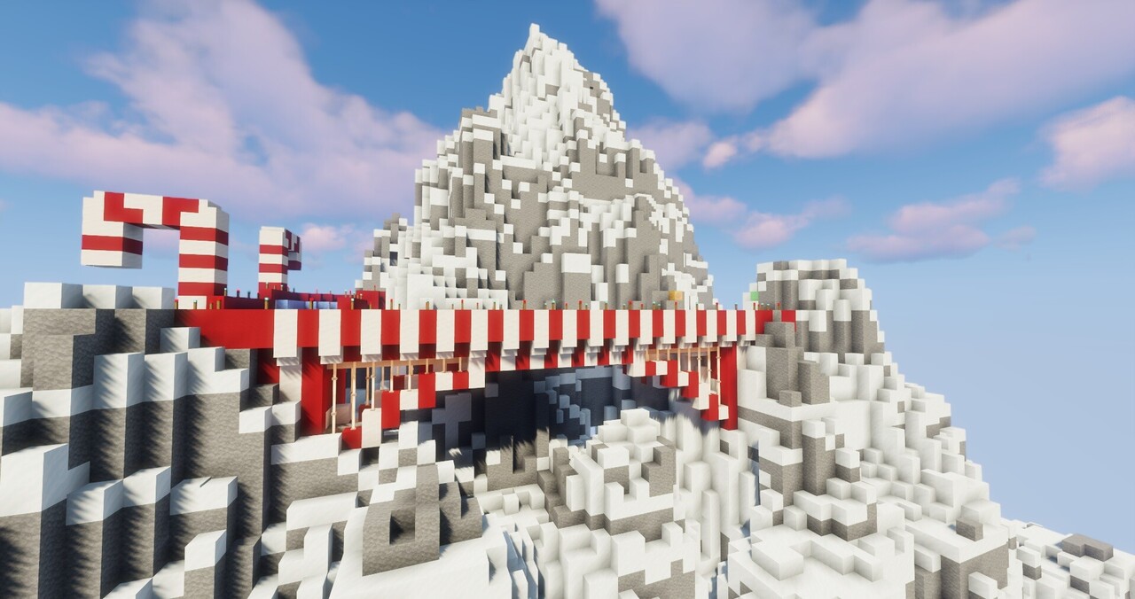Candy Cane Mountain Bobsled Track Minecraft Map